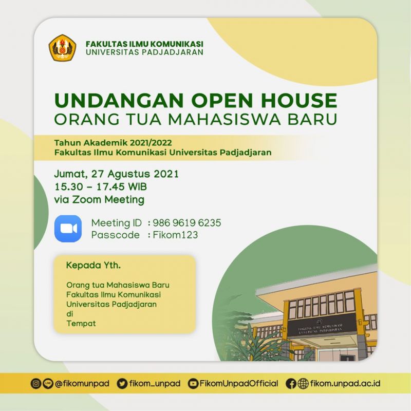 Undangan Open House bagi Orang Tua Mahasiswa Baru TA 2021/2022 – Fikom ...
